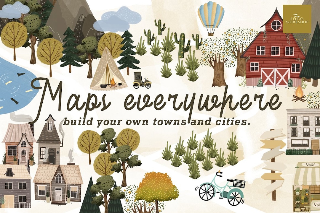 Maps Everywhere Map Creator Clipart, Maps, Illustrations, Invitations ...
