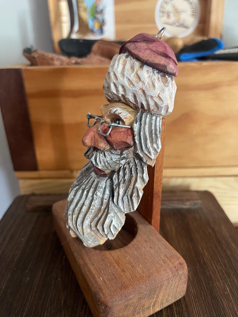 Hand Carved Wood Santa - Etsy