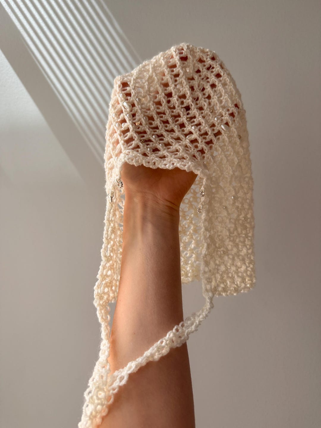 Crochet Pattern – Beaded Lace Bonnet Hat With Ties | PDF Crochet ...
