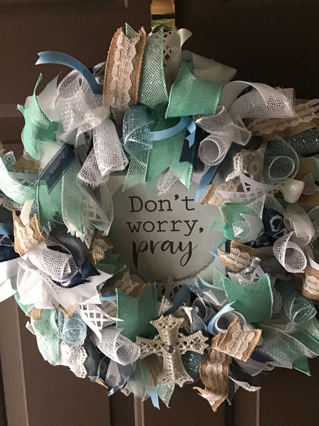 Maak je geen zorgen bid krans witte kruiskrans gezegende - Etsy Nederland
