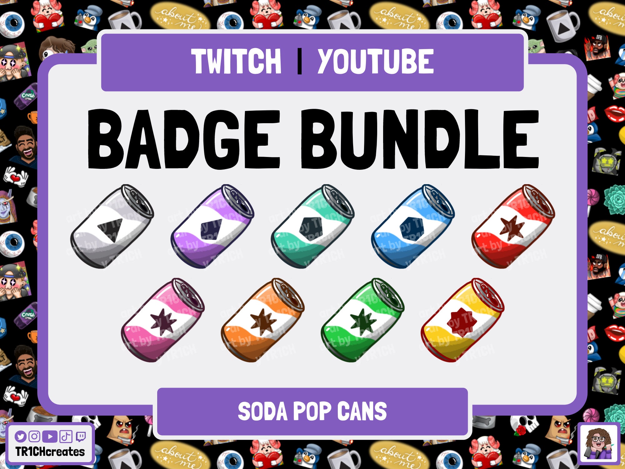 Soda Can Twitch Bit Badges Ready-to-use Cola Pop Cheer Badge Set in ...