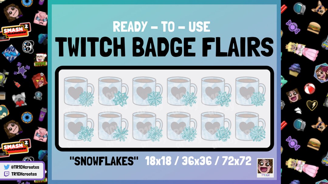 Winter Snowflakes Twitch Sub Badge Flairs Ready-to-use - Etsy