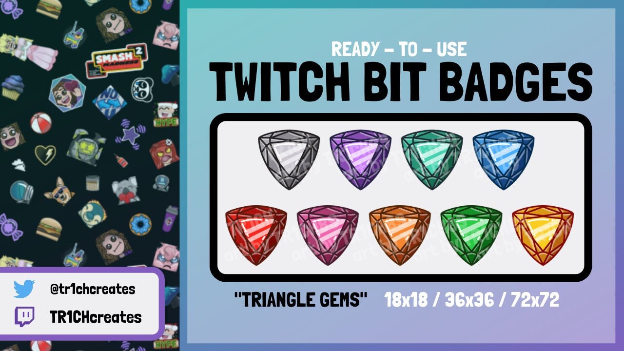 Gemstone Twitch bit badges ready-to-use triangle gems cheer | Etsy