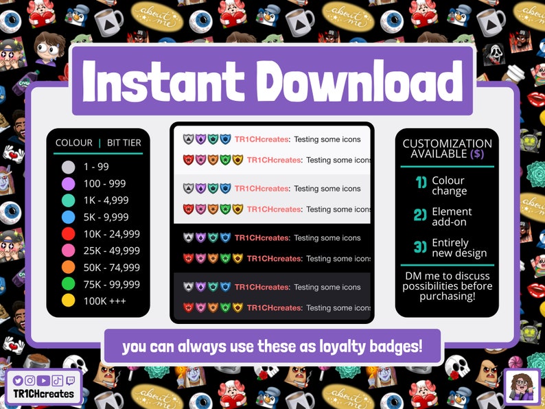 Bit Emblem Shield Twitch Bit Badges Ready-to-use Shields Cheer Badge ...