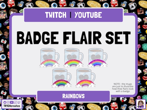 Rainbow Twitch Sub Badge Flairs Ready-to-use Rainbows | Etsy