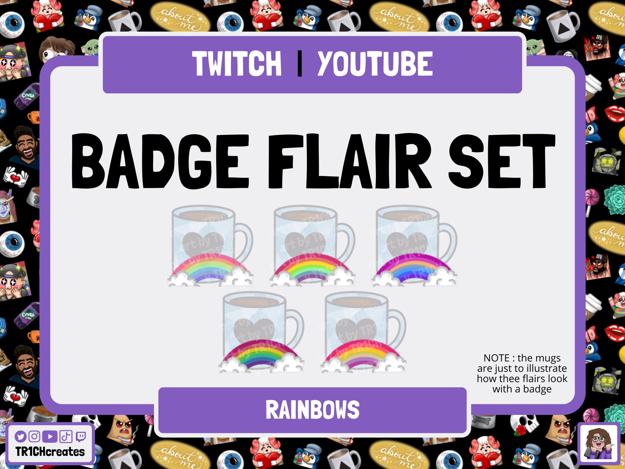 Rainbow Twitch Sub Badge Flairs - Ready-to-use Rainbows Loyalty Badge ...