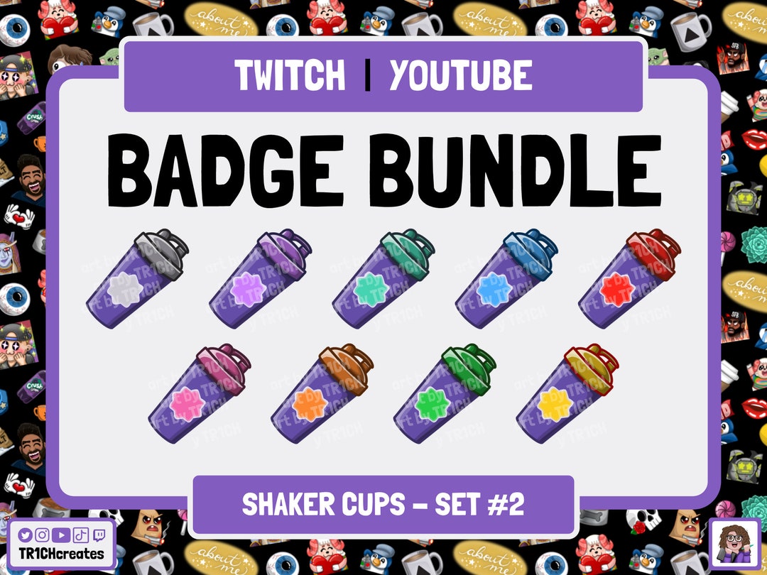SET 2 SHAKER CUP Twitch Bit Badges Ready-to-use Protein Shake Cups ...