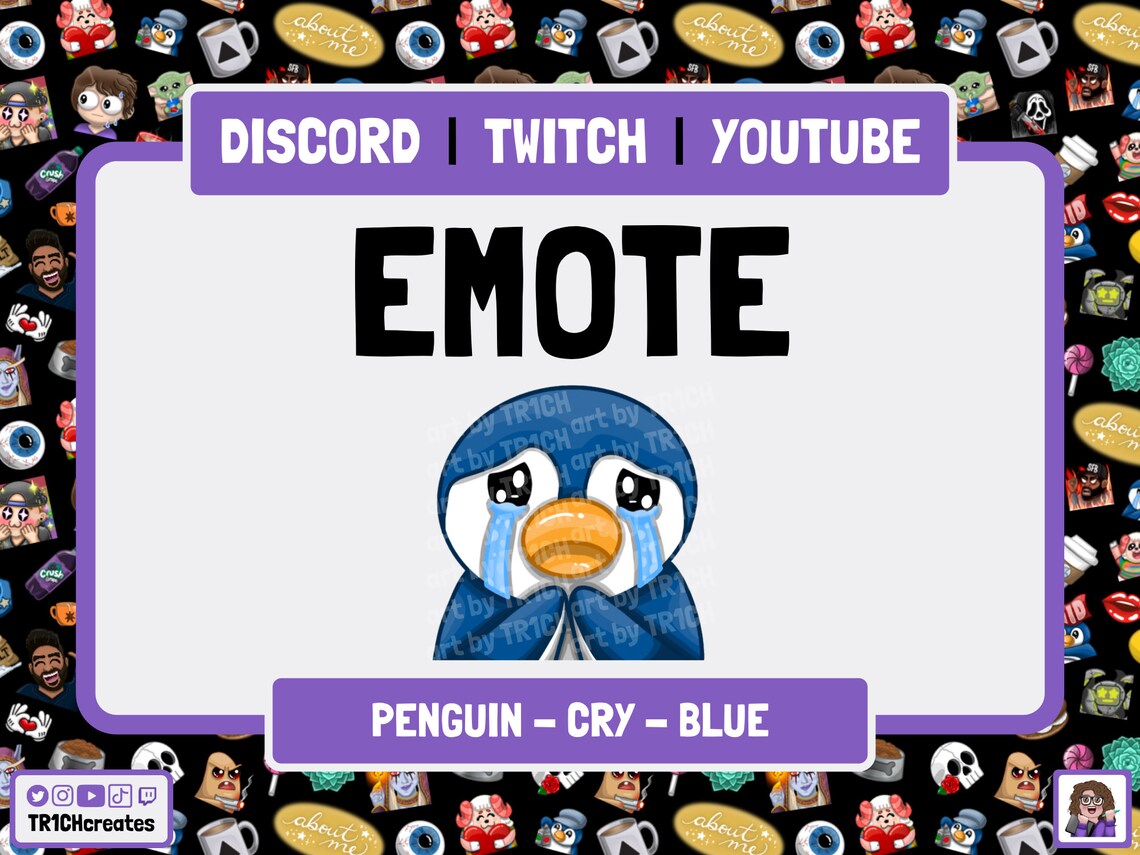 Penguin CRY Twitch Sub Emote Ready-to-use Sad Penguin Subscriber Emotes ...