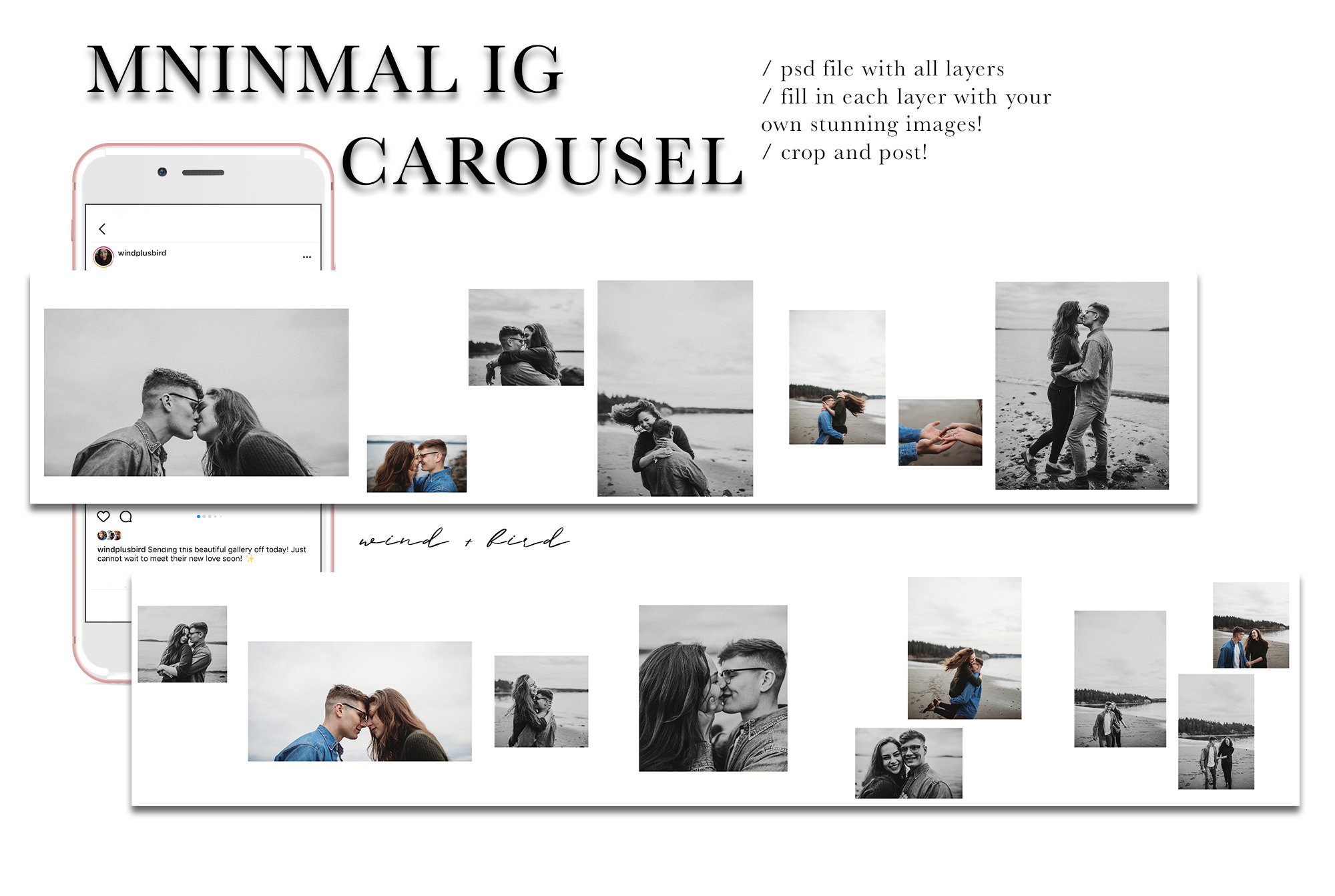 Minimal Instagram Carousel Slide - Photographer Instagram Slide Post - Photoshop Template ...