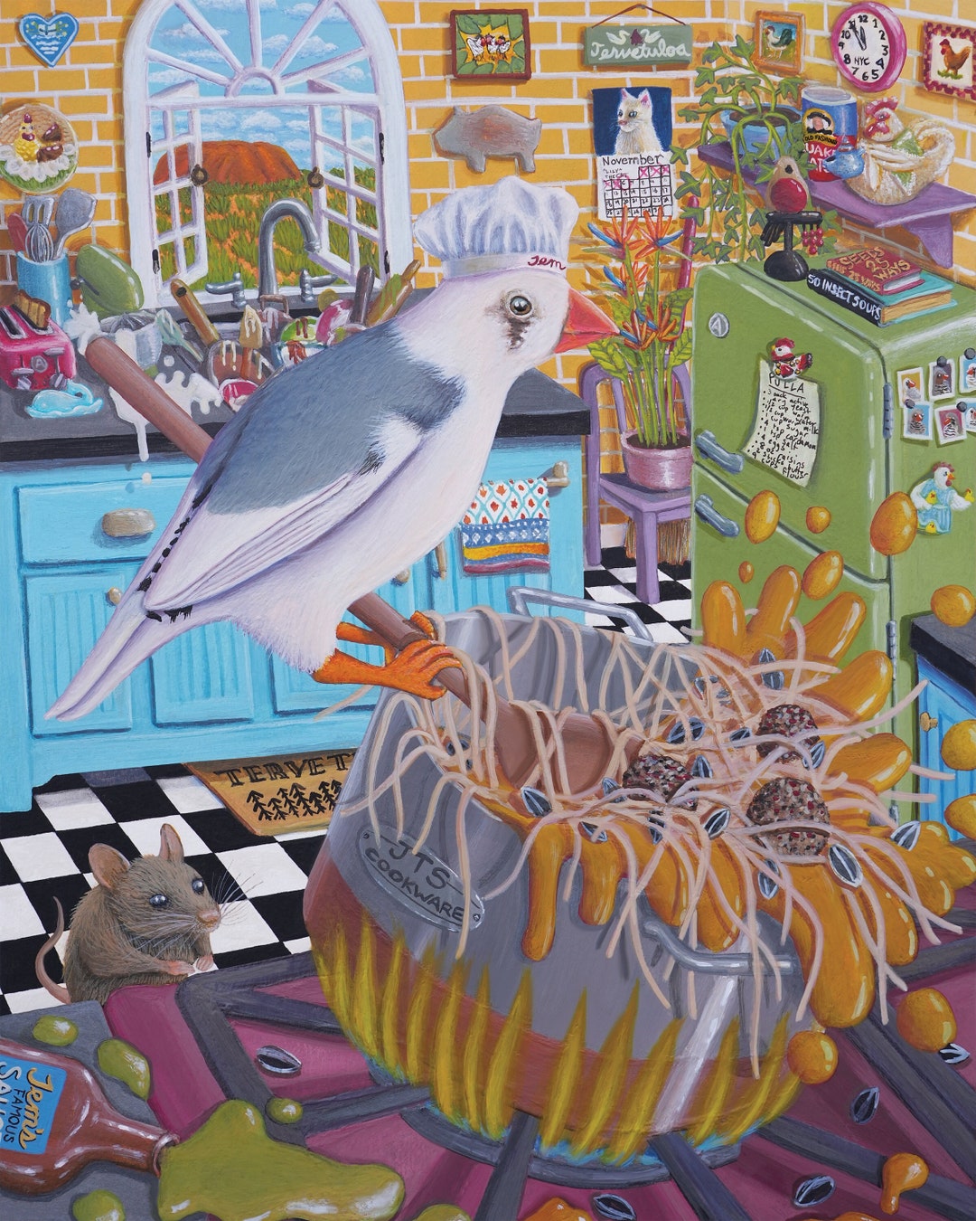 Chef's Kiss, Zebra Finch Style ~ Watercolor Bird Giclée Art Print - Etsy