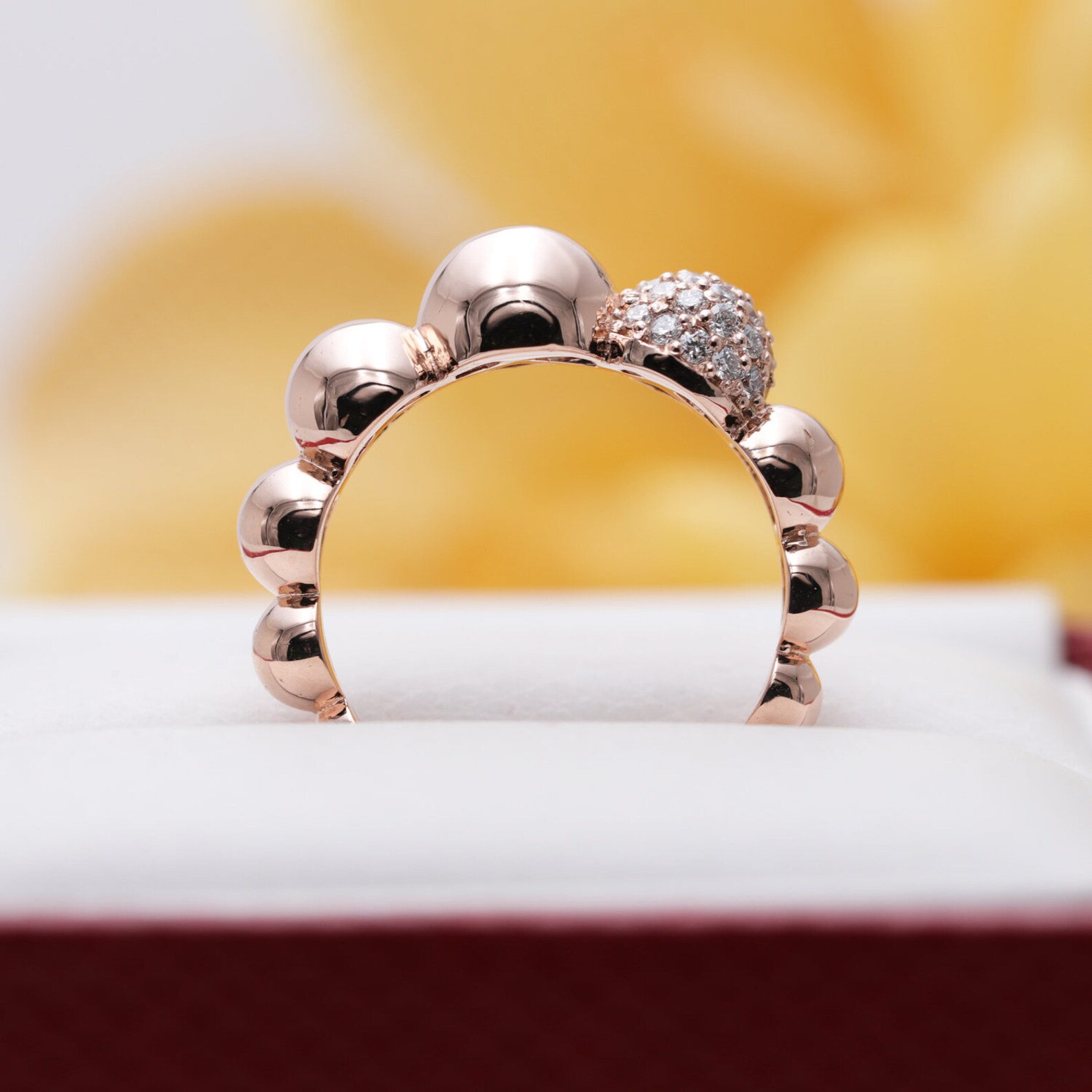 14K Rose Gold Bead Ring/big Ball Ring/unique Ring/rose Gold - Etsy