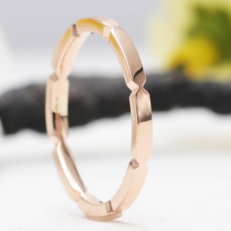 14K Gold Hexagon Ring/geometric Band/dainty Ring/minimal - Etsy