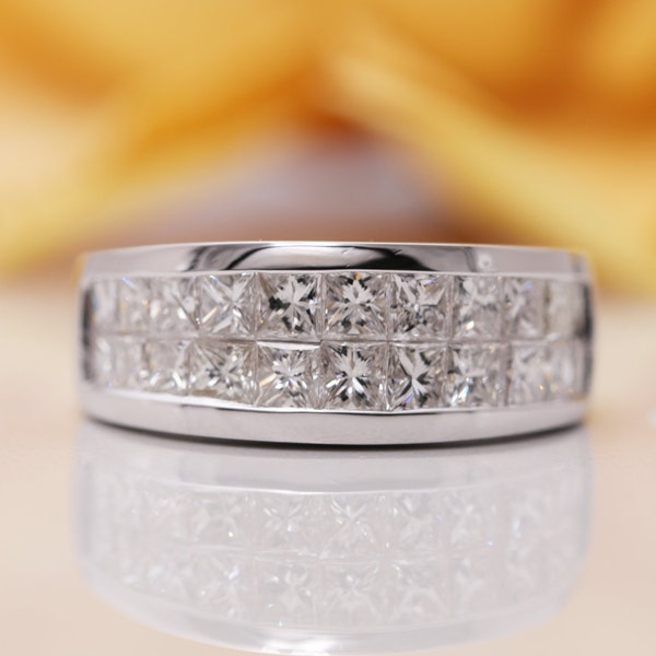 Two Row Diamond Ring - Etsy