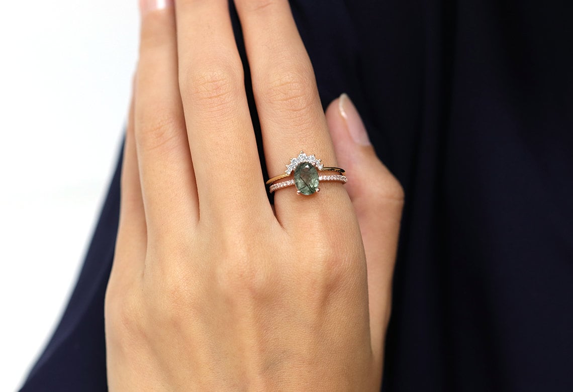 14K Gold Diamond Crown Ring/Princess crown ring/Matching | Etsy
