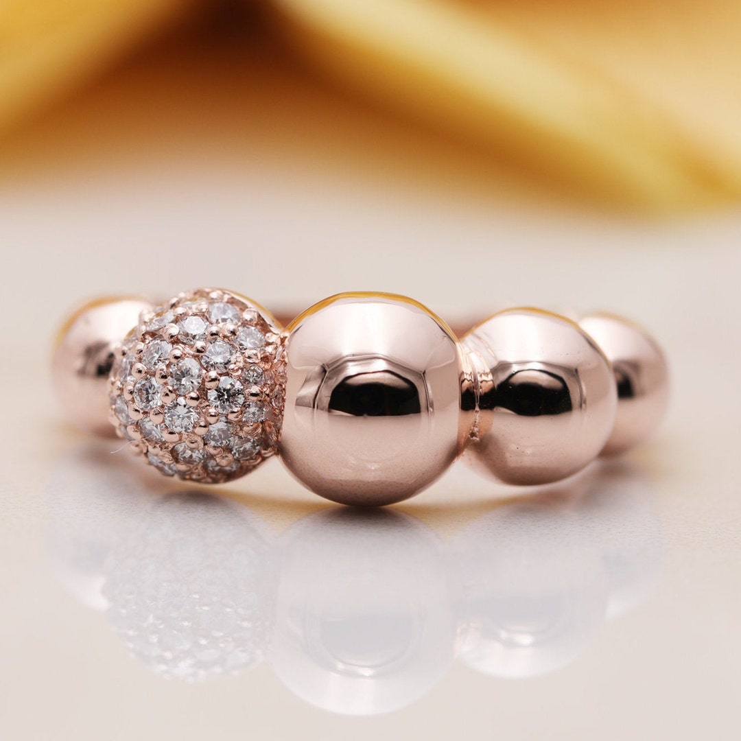 14K Rose Gold Bead Ring/big Ball Ring/unique Ring/rose Gold - Etsy