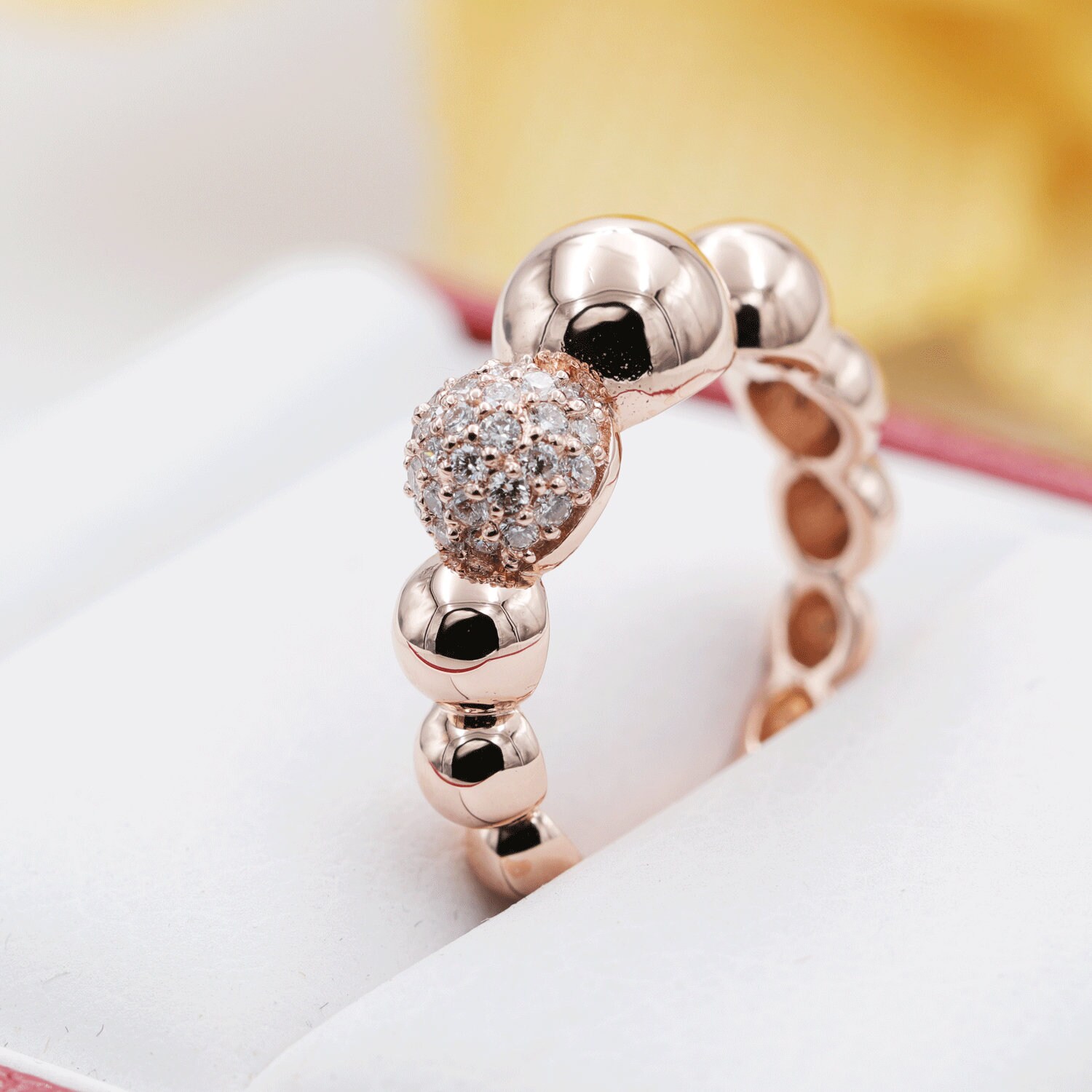 14K Rose Gold Bead Ring/big Ball Ring/unique Ring/rose Gold - Etsy