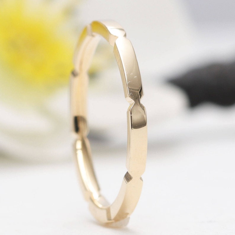 14K Gold Hexagon Ring/geometric Band/dainty Ring/minimal - Etsy