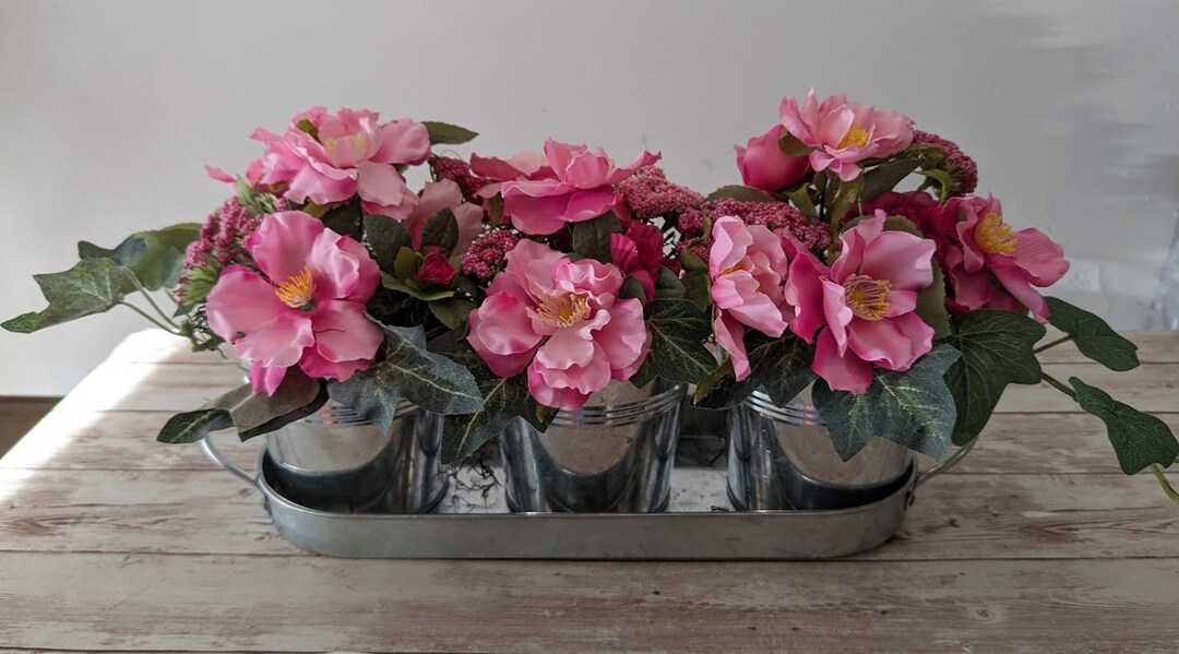 Pink Azalea Trio Centerpiece - Etsy