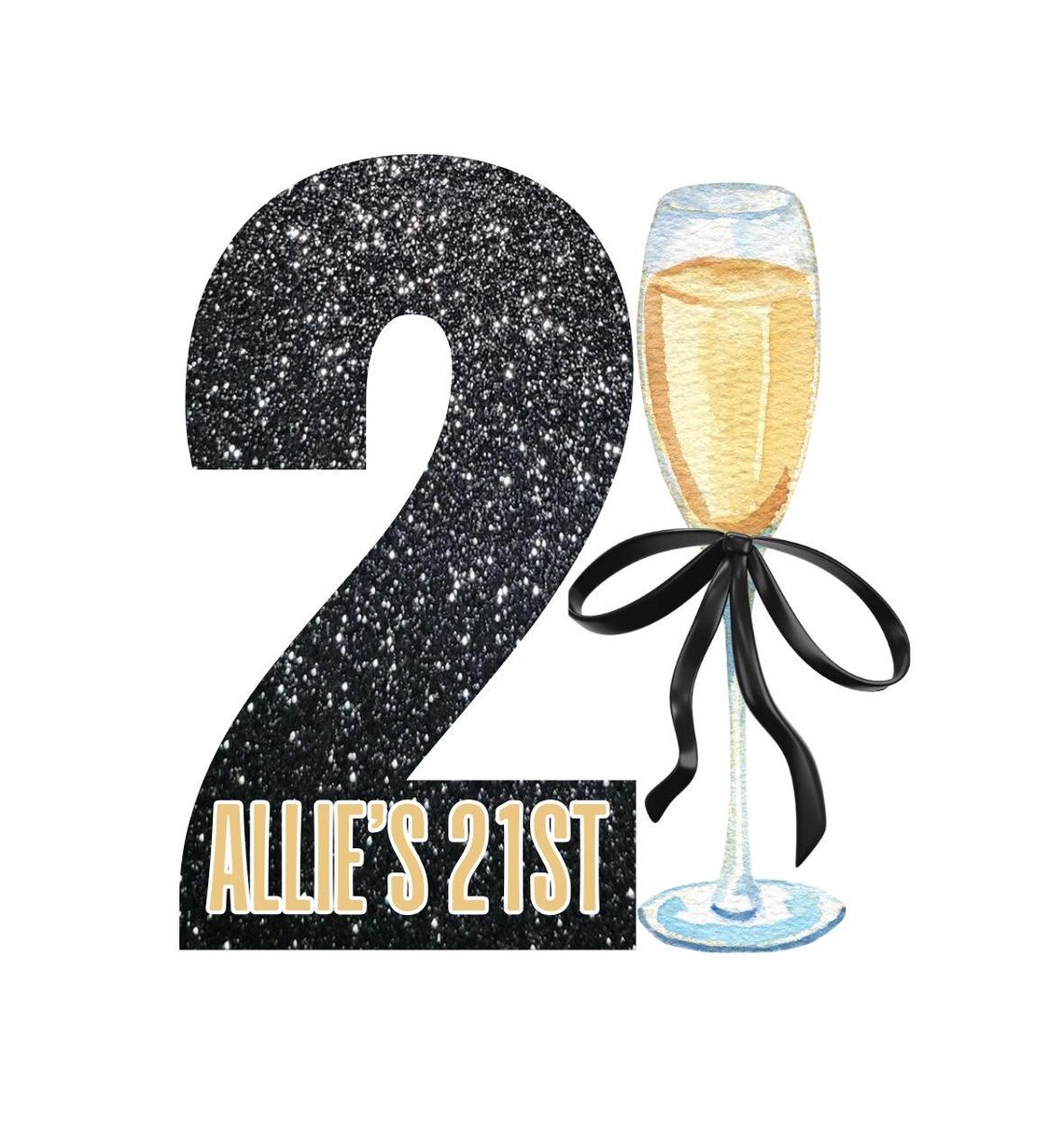 Black and Gold Glittery 21st Birthday Sign Template - Etsy