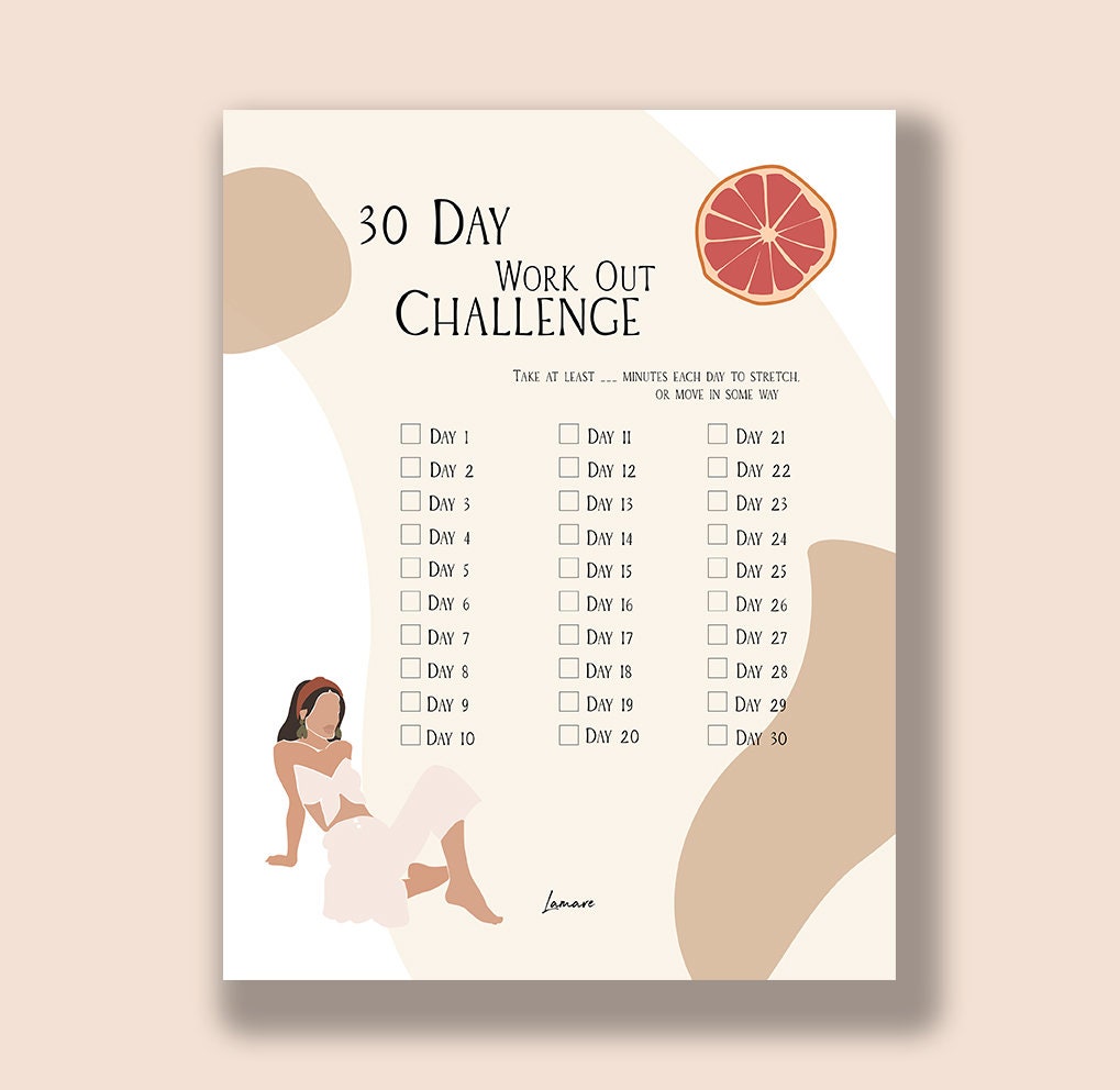 30 Day Challenge Workout Printable PDF Digital File - Etsy Canada