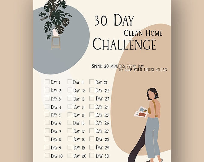 30 Day Challenge Clean Home Printable PDF Digital File - Etsy