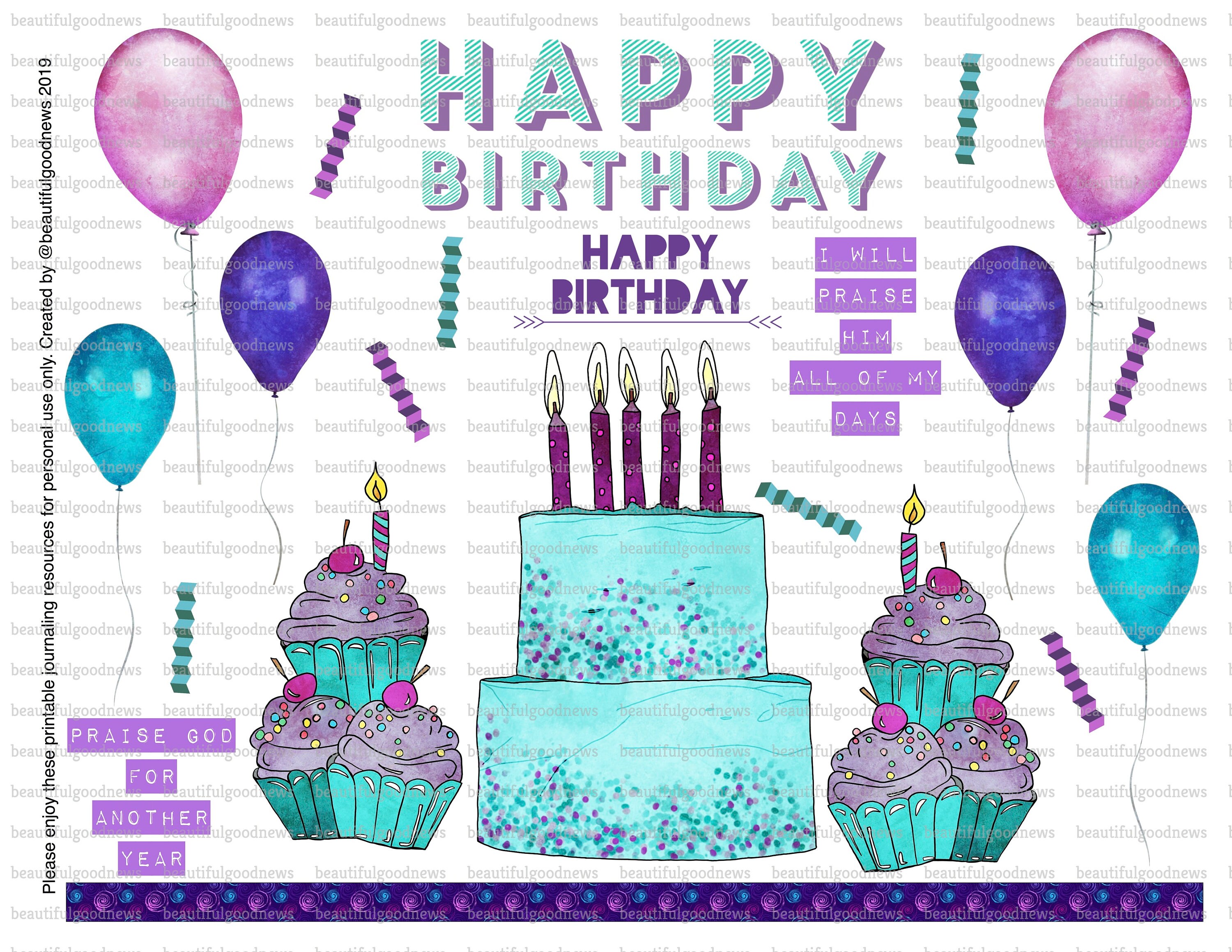Birthday Praise, Happy Birthday, Bible Journaling, Traceable, Printable ...