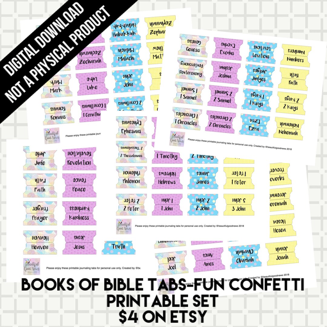Books of Bible Tabs-fun Confetti, Beautifulgoodnews, Bible Tab, Bible ...