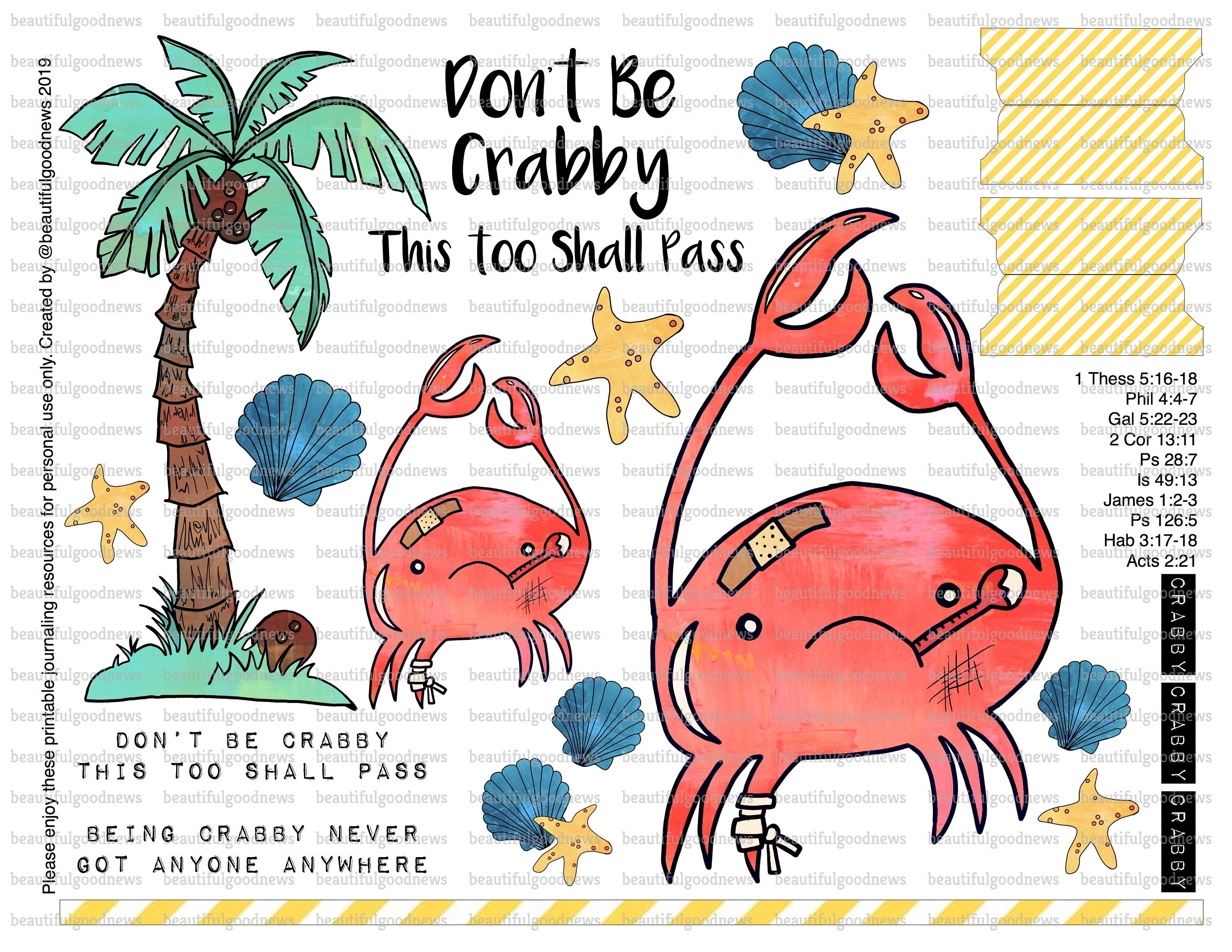 Dont Be Crabby Beautifulgoodnews Bible Journaling | Etsy
