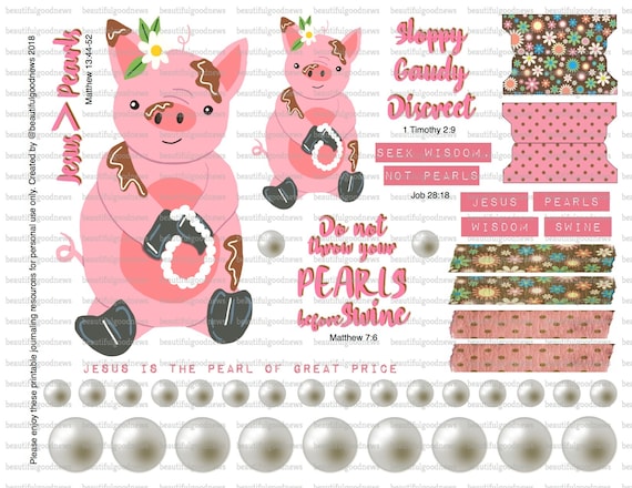 Pearls and Pigs Bible Journaling Traceable Printable - Etsy