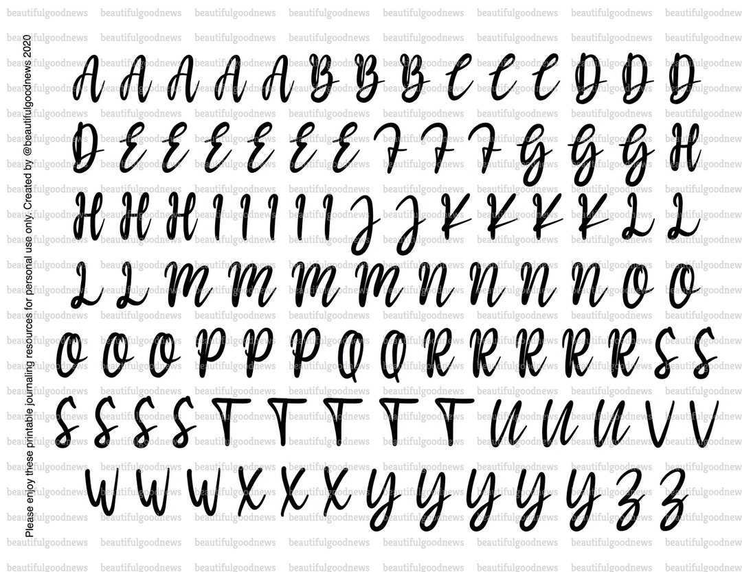 Scripty Alpha, Beautifulgoodnews, Black, Mint, Teal, Peach, Lavender ...