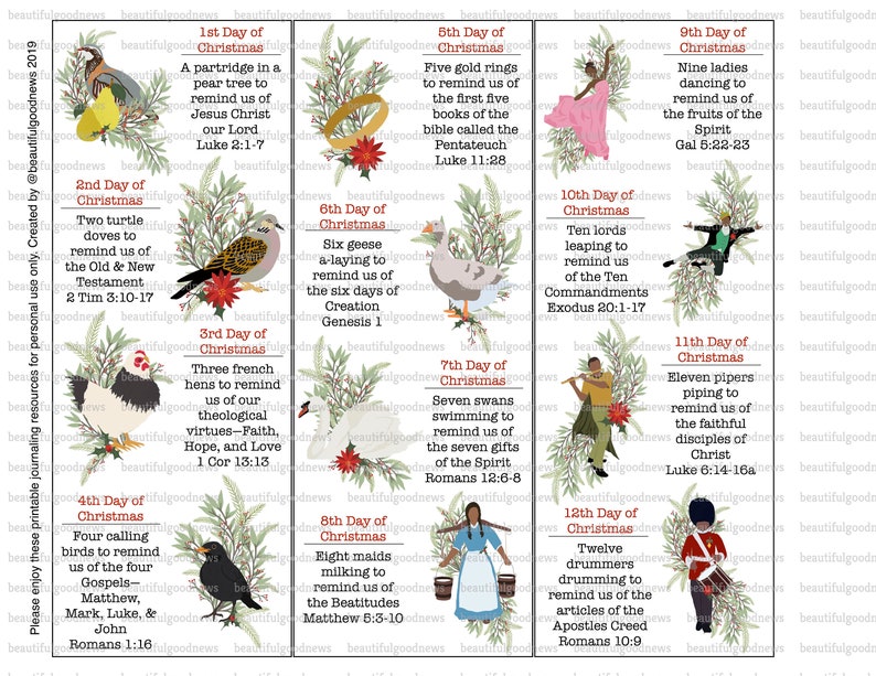 12 Days of Christmas Beautifulgoodnews Bible Journaling | Etsy