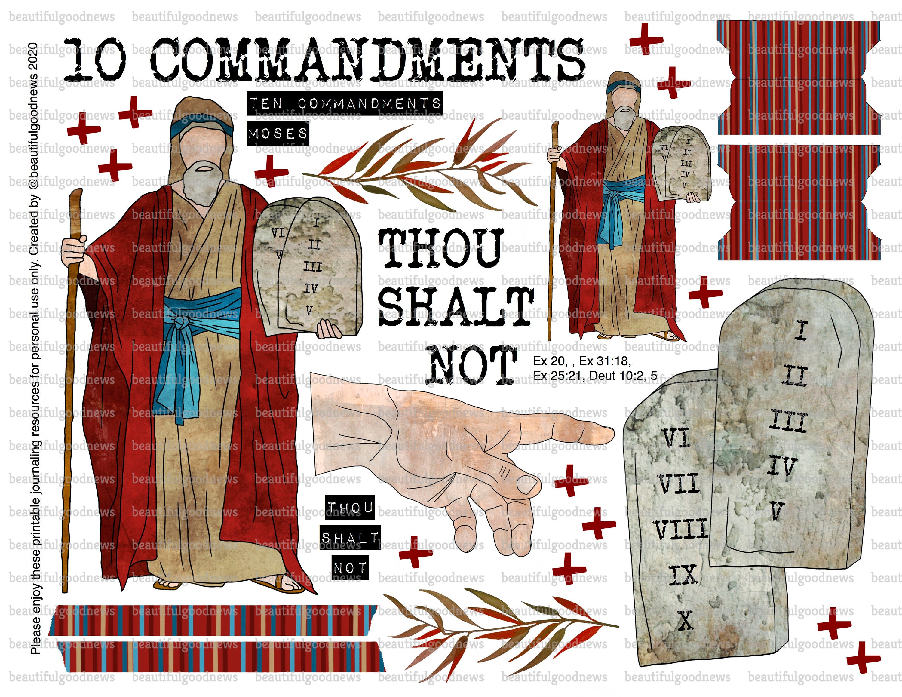 Ten Commandments, Bible Journaling, Printable, Faith, Christian ...