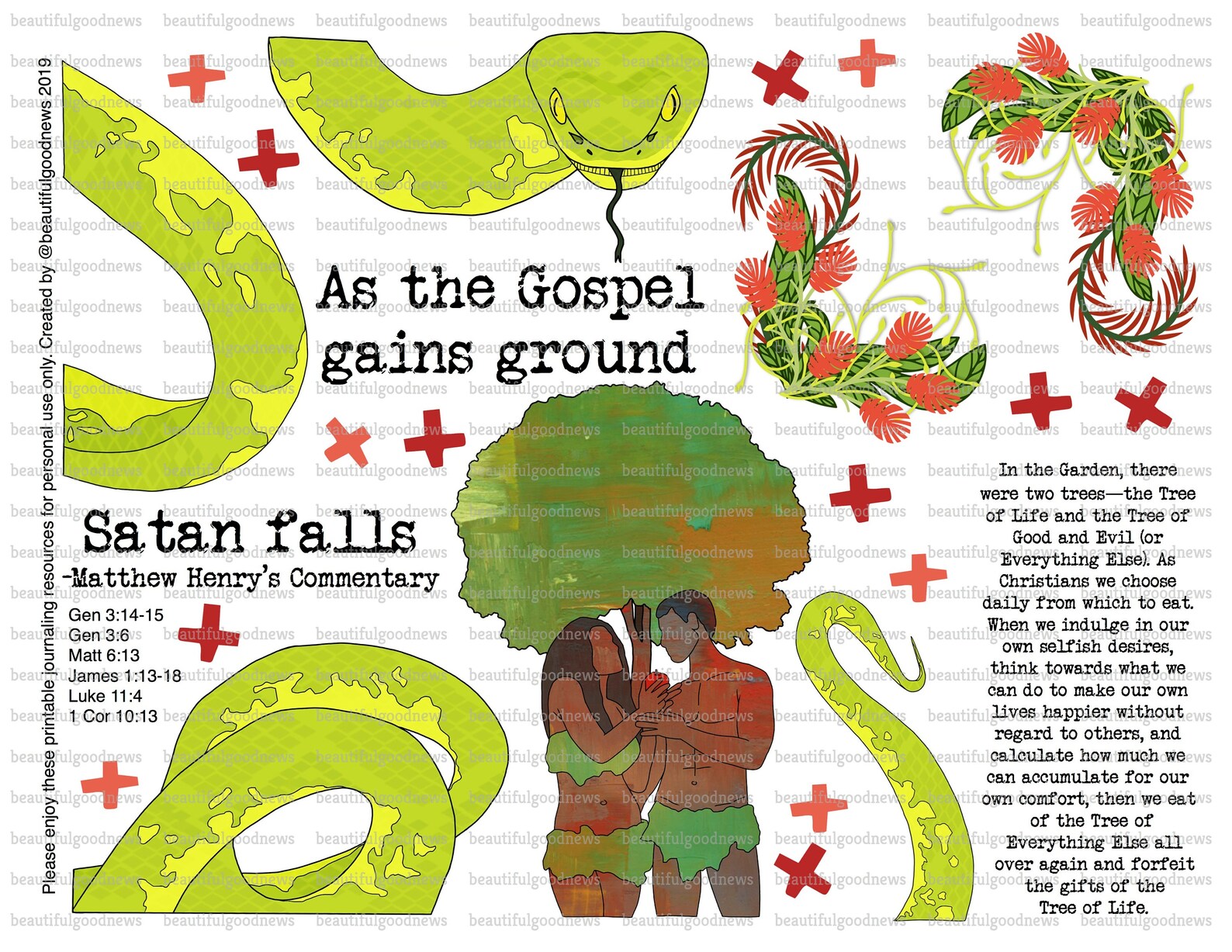 Adam and Eve, Bible Journaling, Traceable, Printable, Faith, Christian ...