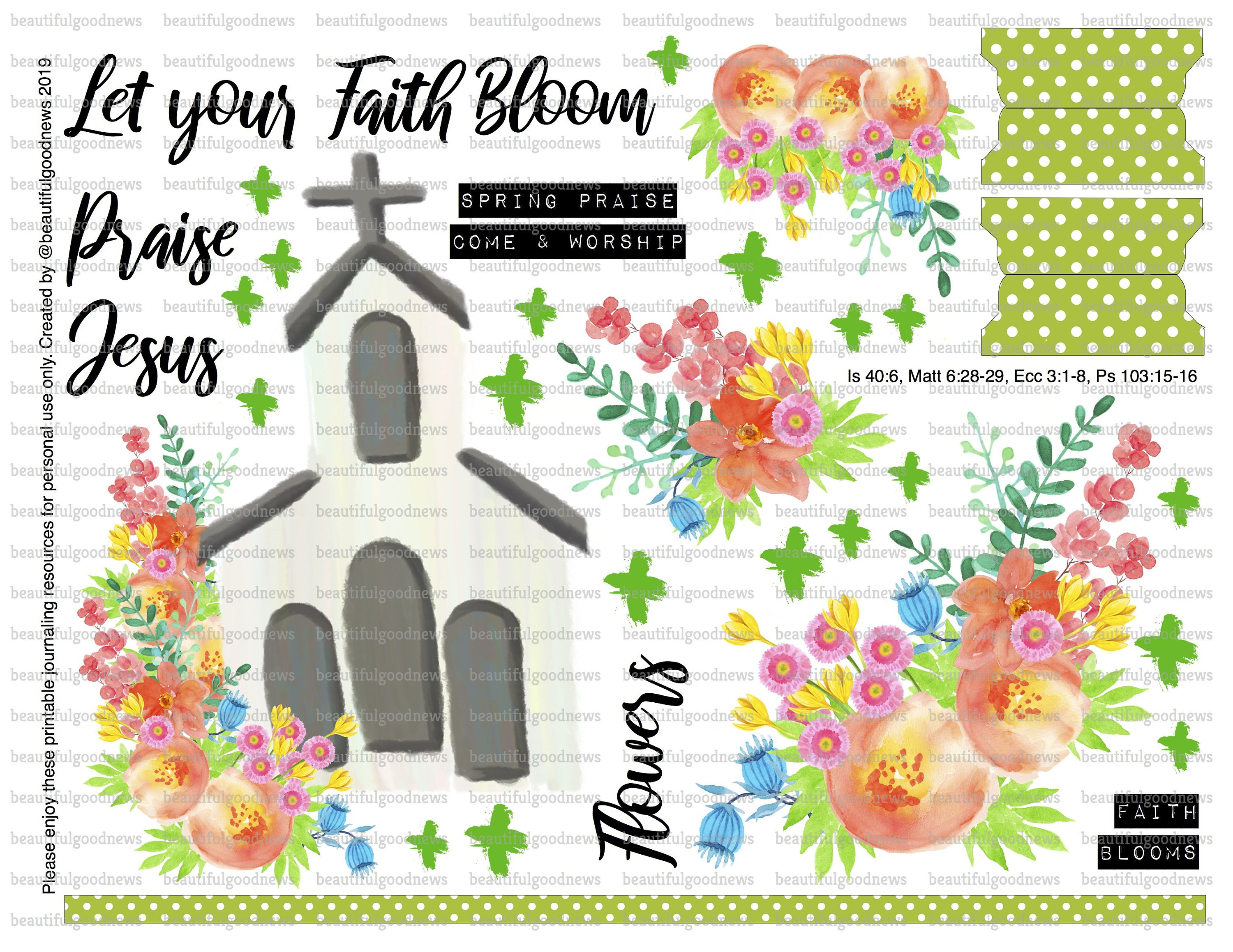 Faith Blooms, Spring, Beautifulgoodnews, Bible Journaling, Traceable ...