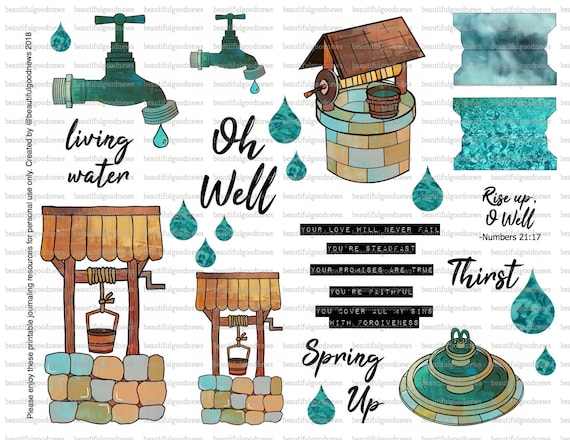 Oh Well Living Water Spring Up Bible Journaling Traceable | Etsy UK