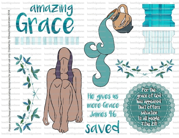 amazing grace bible journaling traceable printable faith | Etsy