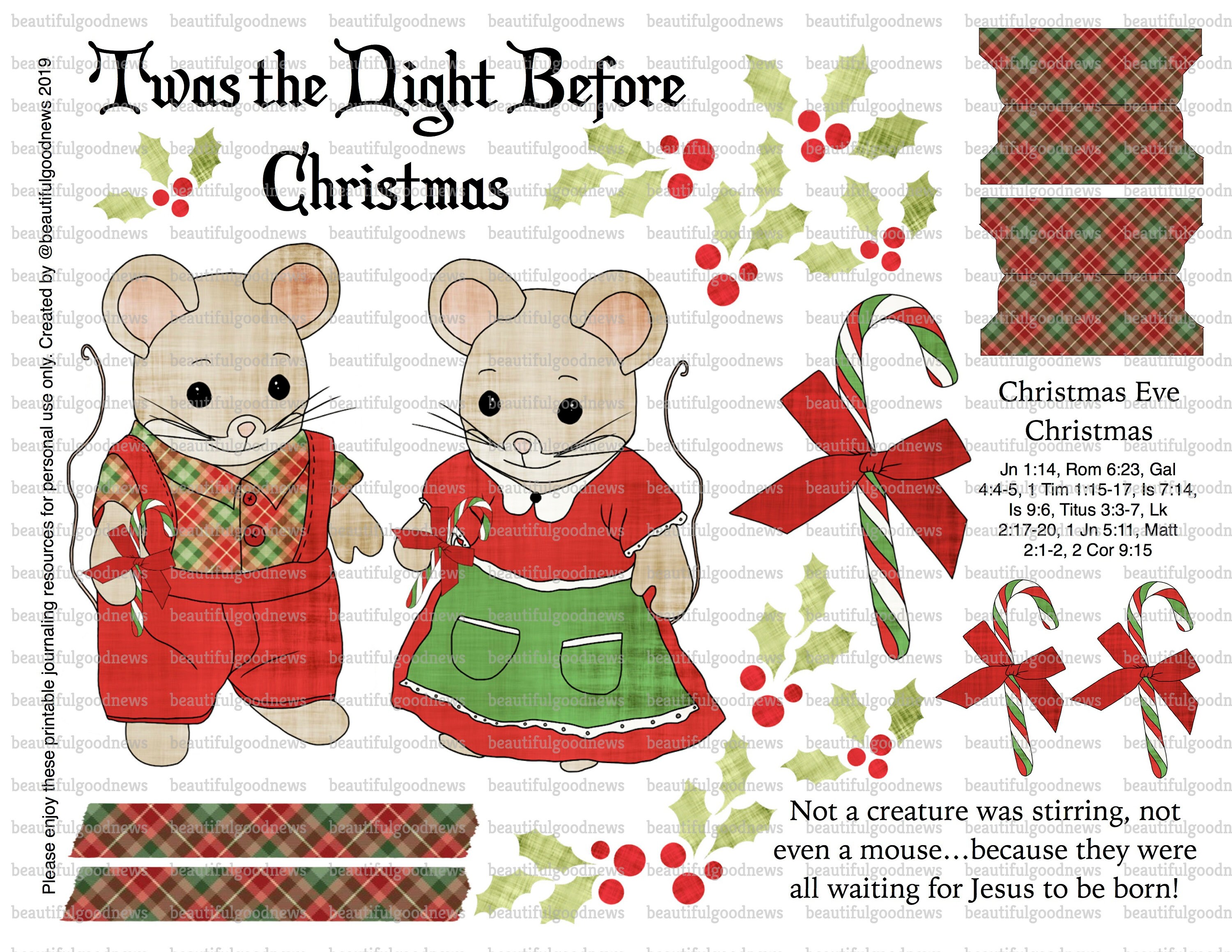 Christmas Mouse beautifulgoodnews bible journaling | Etsy