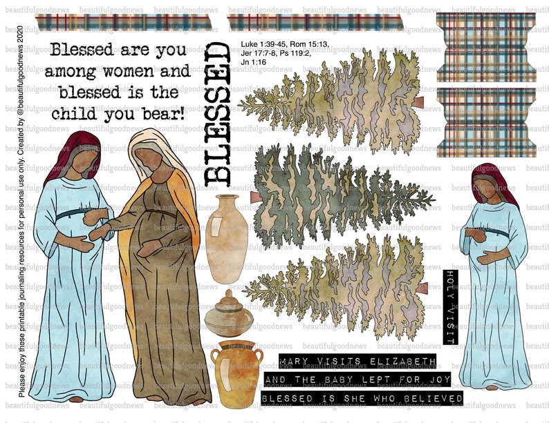 Mary Visits Elizabeth, Christmas, Beautifulgoodnews, Bible Journaling ...