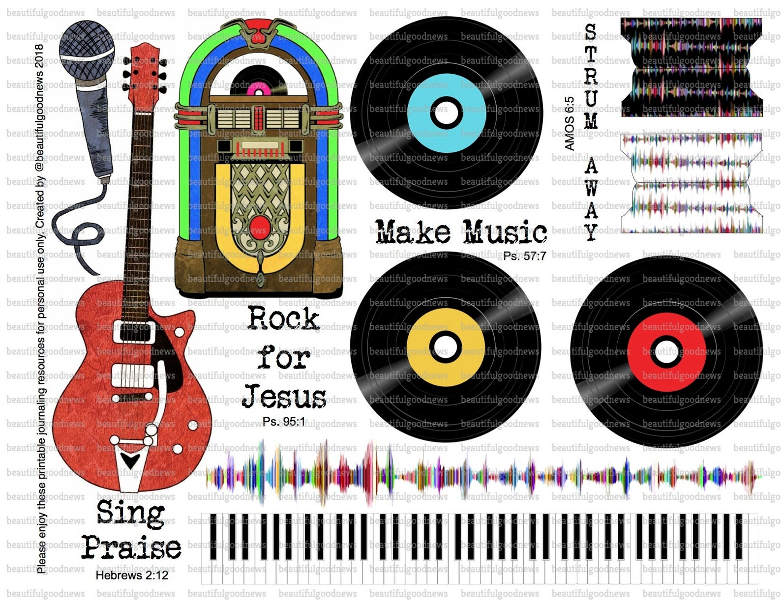 Rock for Jesus, Make Music, Sing Praise, Bible Journaling, Traceable ...
