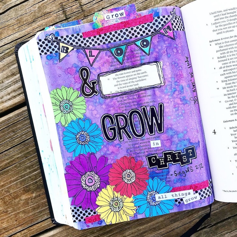 Spring Flowers Faith Blooms Grow in Grace Bible Journaling - Etsy