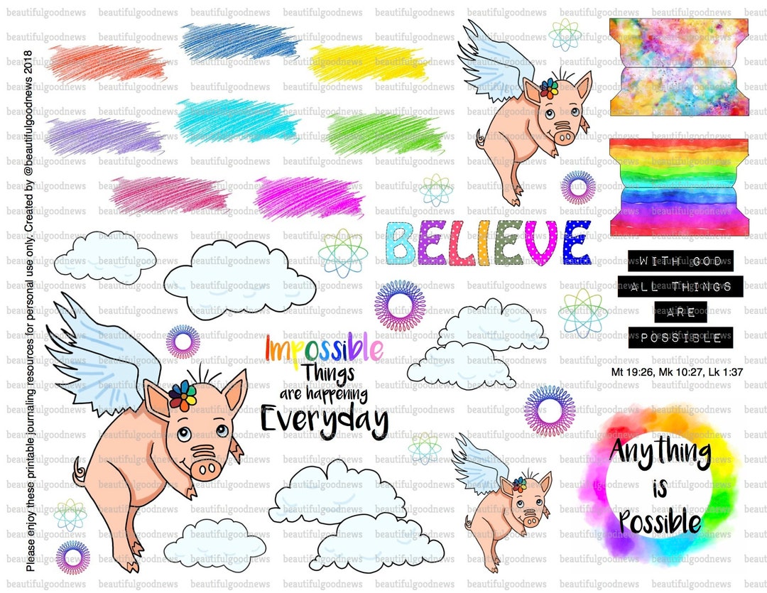 Anything is Possible With God, Flying Pigs, Bible Journaling, Traceable ...
