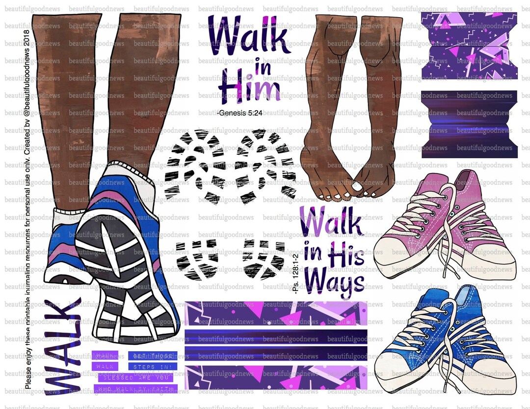 Walk in Him, Tennis Shoes, Bible Journaling, Traceable, Printable ...