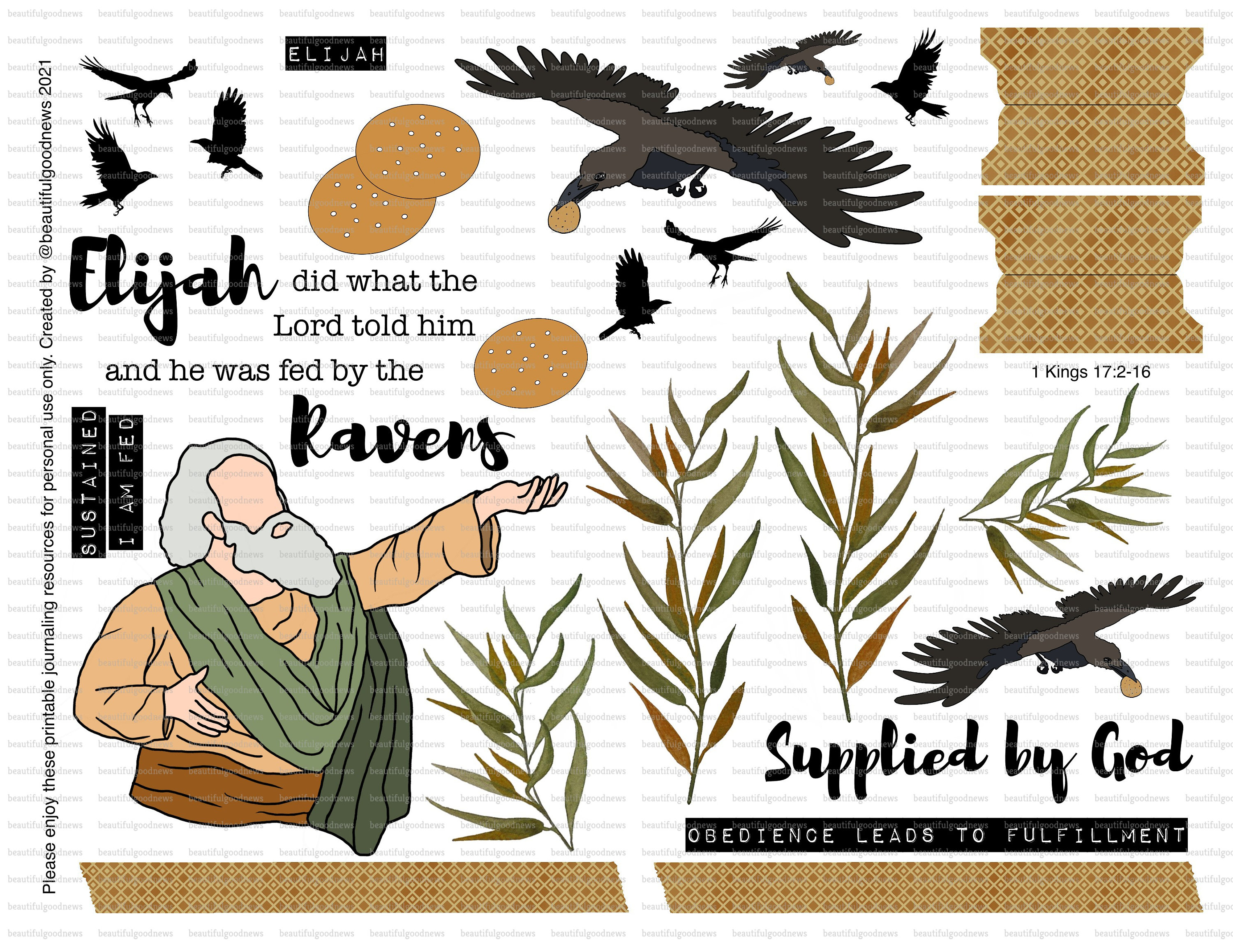 Elijah and the Ravens Bible Journaling Printable Faith - Etsy
