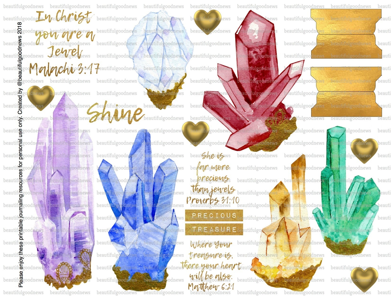 Precious Jewels, Treasure, Bible Journaling, Traceable, Printable ...