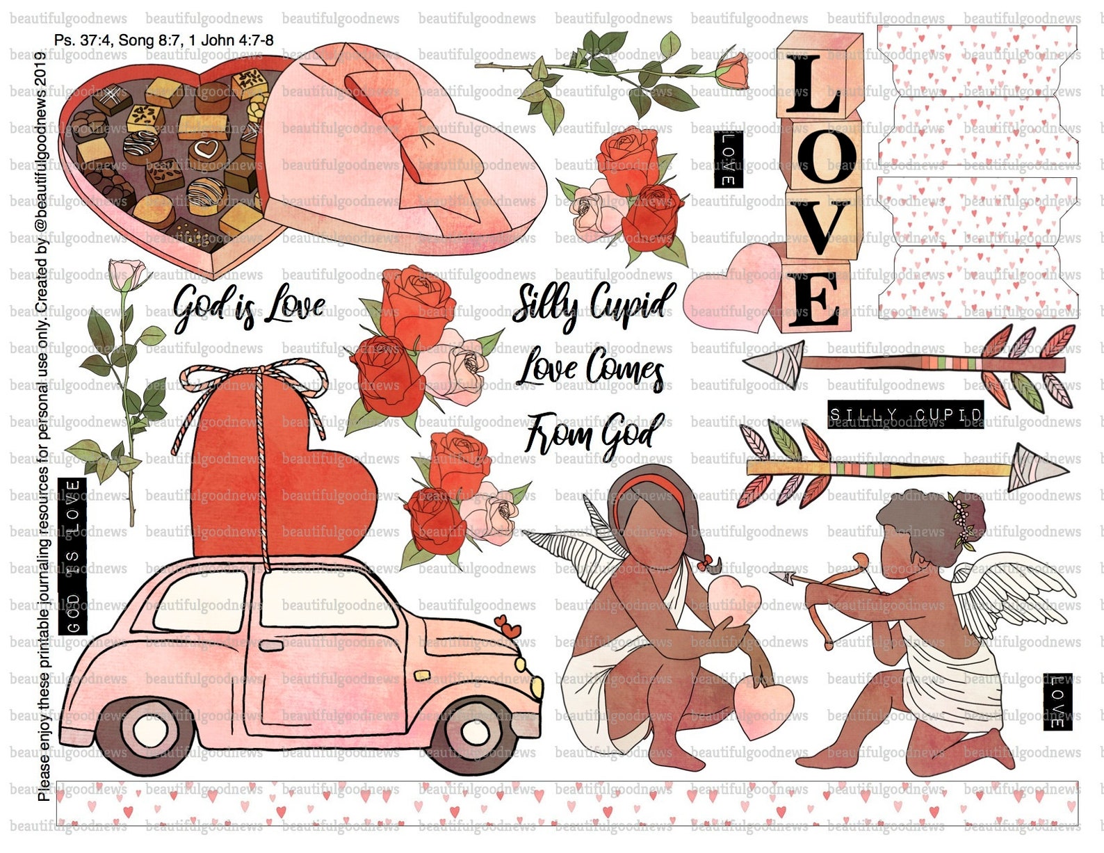 Silly Cupid Beautifulgoodnews Valentines Bible Journaling | Etsy