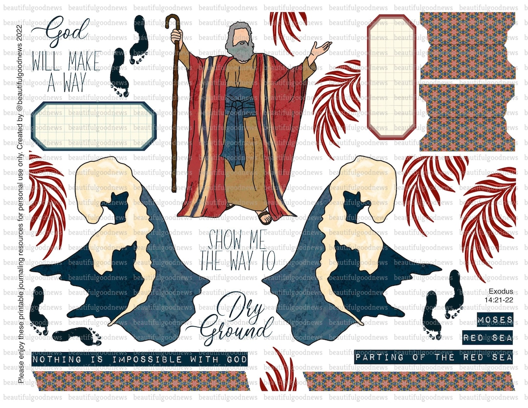 Moses and the Red Sea, Beautifulgoodnews, Bible Journaling, Printable ...
