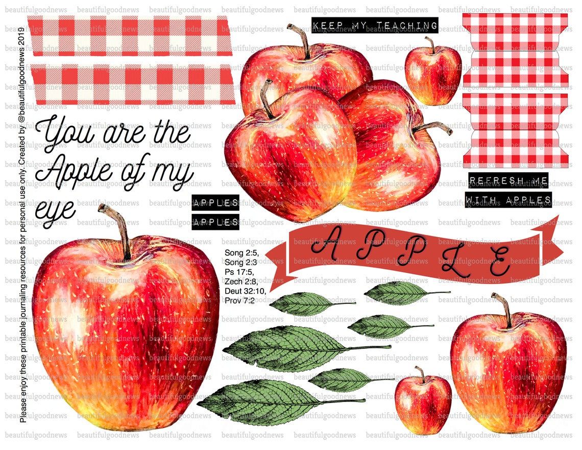 Apples, Apple of My Eye, Beautifulgoodnews, Bible Journaling, Traceable ...