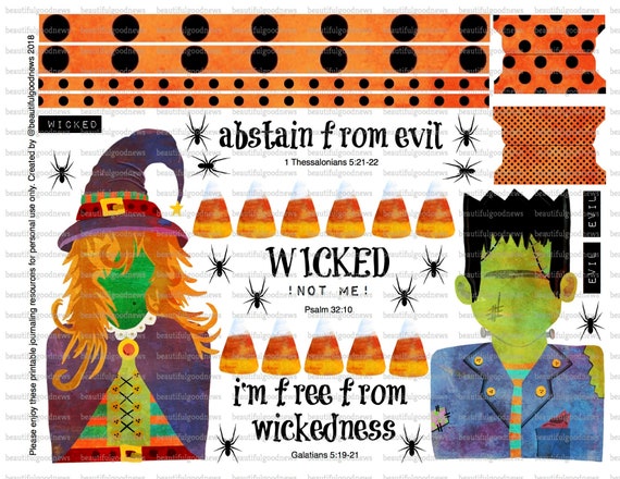 Wicked Witch Frankenstein Halloween Bible Journaling - Etsy