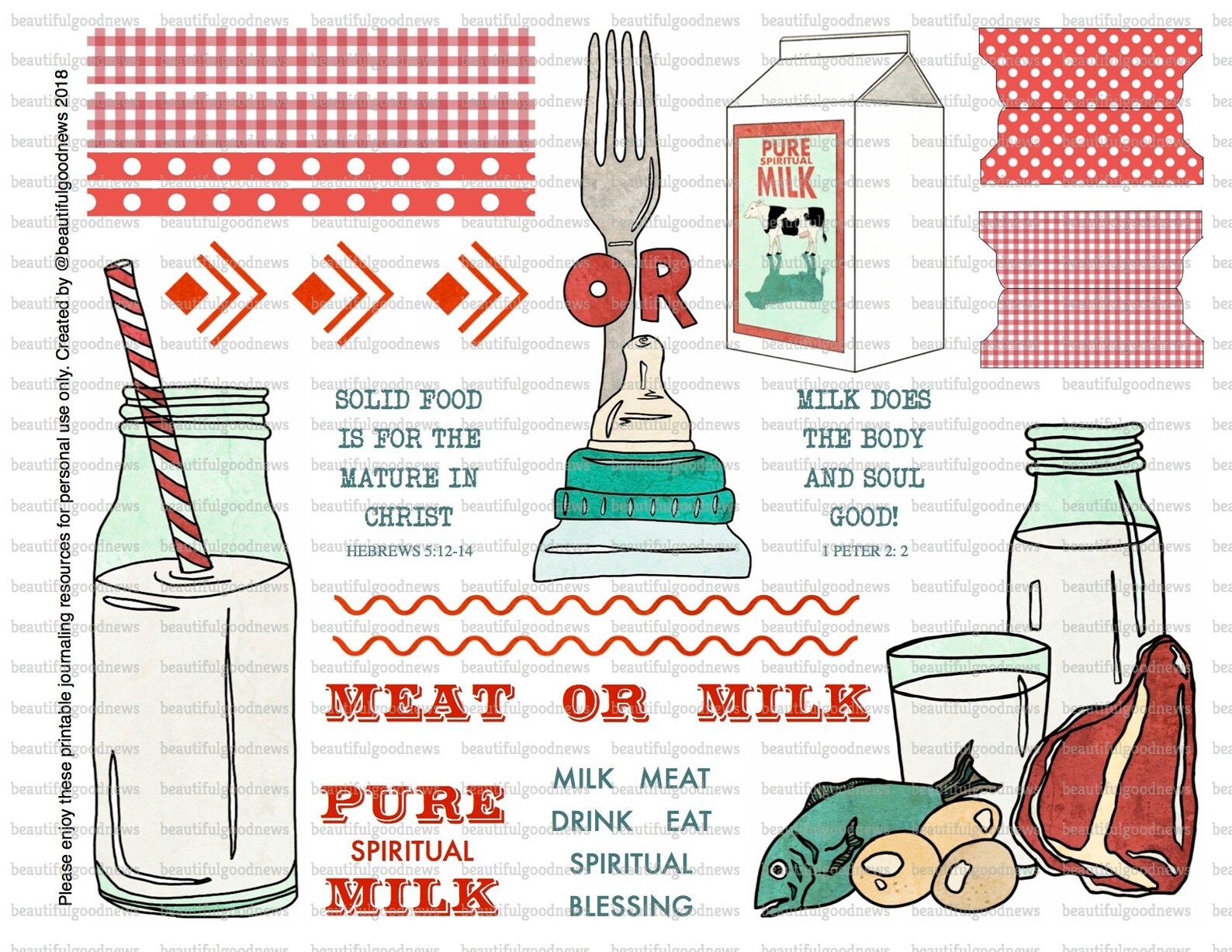 Meat or Milk, Pure Spiritual Milk, Bible Journaling, Traceable ...