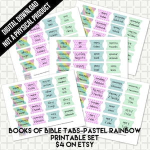 Books of Bible Tabs-pastel Rainbow, Beautifulgoodnews, Bible Tab, Bible ...